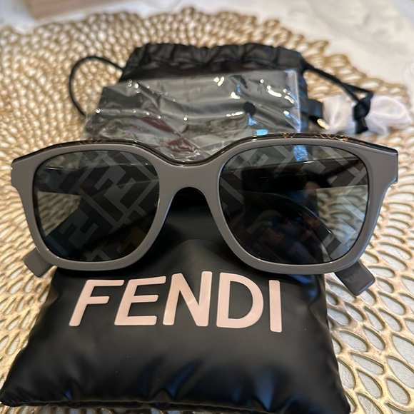 Fendi | Accessories | New Fendi Grey Mirrored Ff Monogram Print Nwt ...